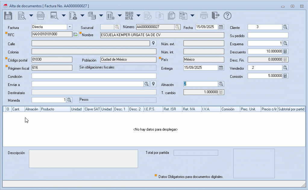 Elaborar o dar de alta una prefactura - Portal de Clientes Siigo Aspel