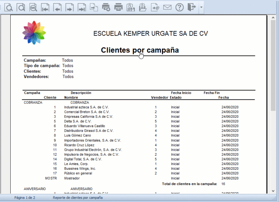 Reporte de clientes - Por campañas - Portal de Clientes Siigo Aspel