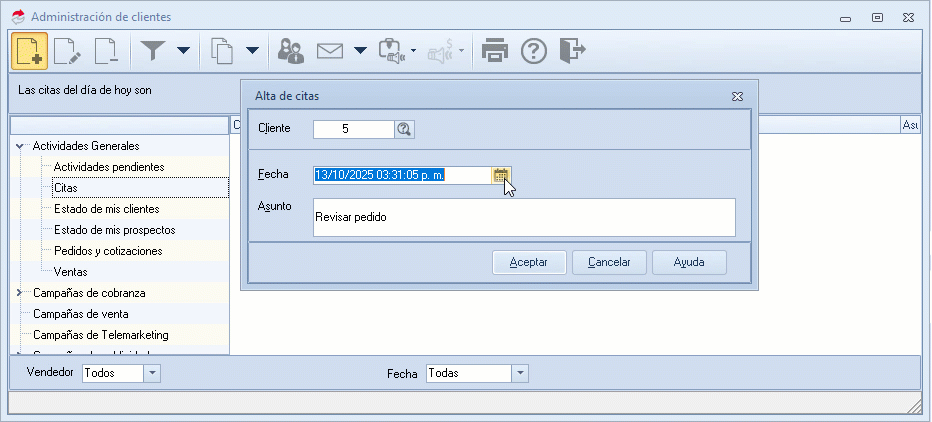 Crear o dar de alta citas con clientes - Portal de Clientes Siigo Aspel